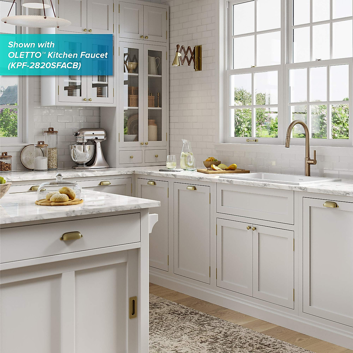 KRAUS Turino™ 30” Drop-In Undermount Fireclay Single Bowl Kitchen Sink with Thick Mounting Deck in Gloss White, KFD1-30GWH