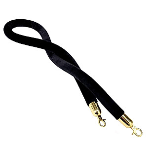 YaeKoo 2 Pack of Velvet Stanchion Rope 4.9 Feet with Stainless Steel Hooks,Crowd Control Stanchion Post Queue Line Barrier Velvet Hanging Ropes for Movie Theaters,Grand Openings,Hotels-Black