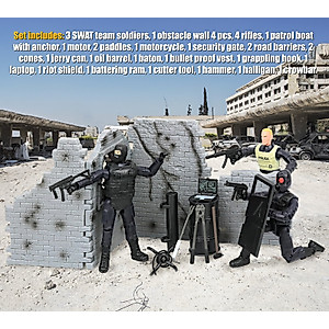 Click N' Play Army Action Figures & Click N Play Military Police Elite SWAT Patrol Team Play Set, 32-Piece Play Set & Accessories, 3 SWAT Team Action Figures w/ Guns & Vehicle Army Playsets for Boys