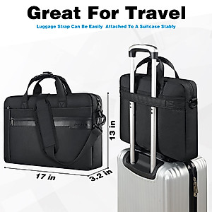 Laptop Bag 15.6 Inch, Briefcase for Men, Laptop Carrying Case, Adjustable Shoulder Messenger Computer Bag, Business College Laptop Case, Water Resistance Laptop Bag Fits HP, Dell, Lenovo, ASUS, Black