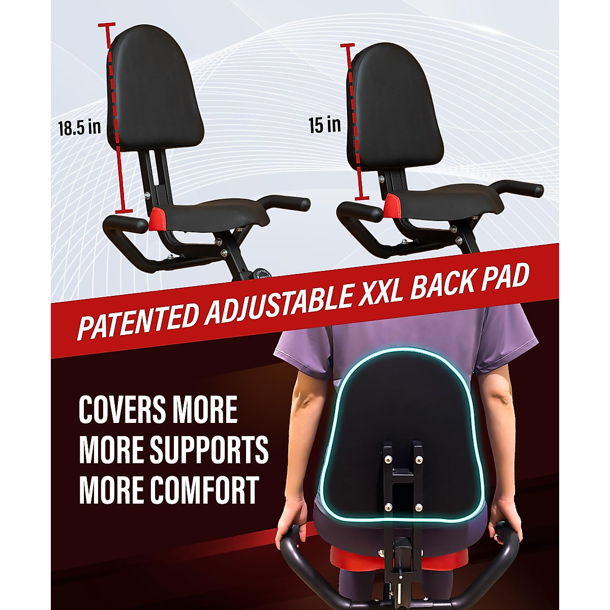 YYFITT 3-In-1 Folding Exercise Bike, Stationary Bikes for Home with Arm Workout Bands, Indoor Fitness Bike with 16 Levels Magnetic Resistance, Full Support Back Pad and Phone Holder, 2-in-1 Bike Frame