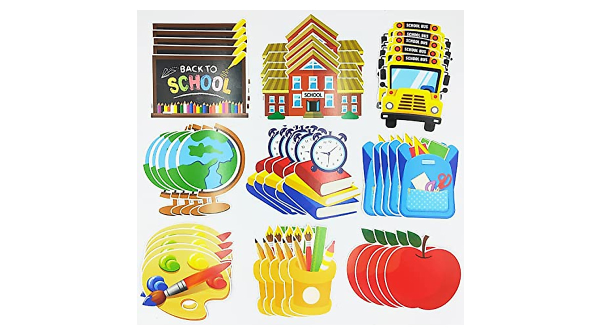 Colorful Back to School Cutouts - 45 Pieces Decoration Set