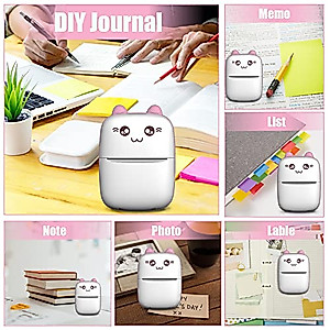 Greaked Mini Printer Portable Pocket Thermal Printer with Rolls Paper USB Cable, Bluetooth Wireless Smart Printer for Retro-Style Photos Pictures Receipts Study Notes Labels Lists Memo