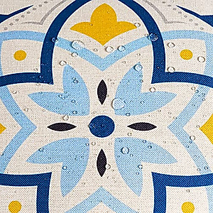 Set of 4 Decorative Waterproof Throw Pillow Covers Outdoor Boho Floral Cushion Covers for Patio Furniture Porch , 18x18 Inch