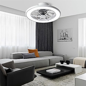ocioc Low Profile Ceiling Fans with Lights,18 in Smart Ceiling Fans with Alexa/Google Assistant/App Control Color Changing LED-RGB Back Ambient Light for Bedroom