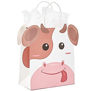 Barnyard Animal Kraft Paper Gift Bags with Handles (16 Pack)