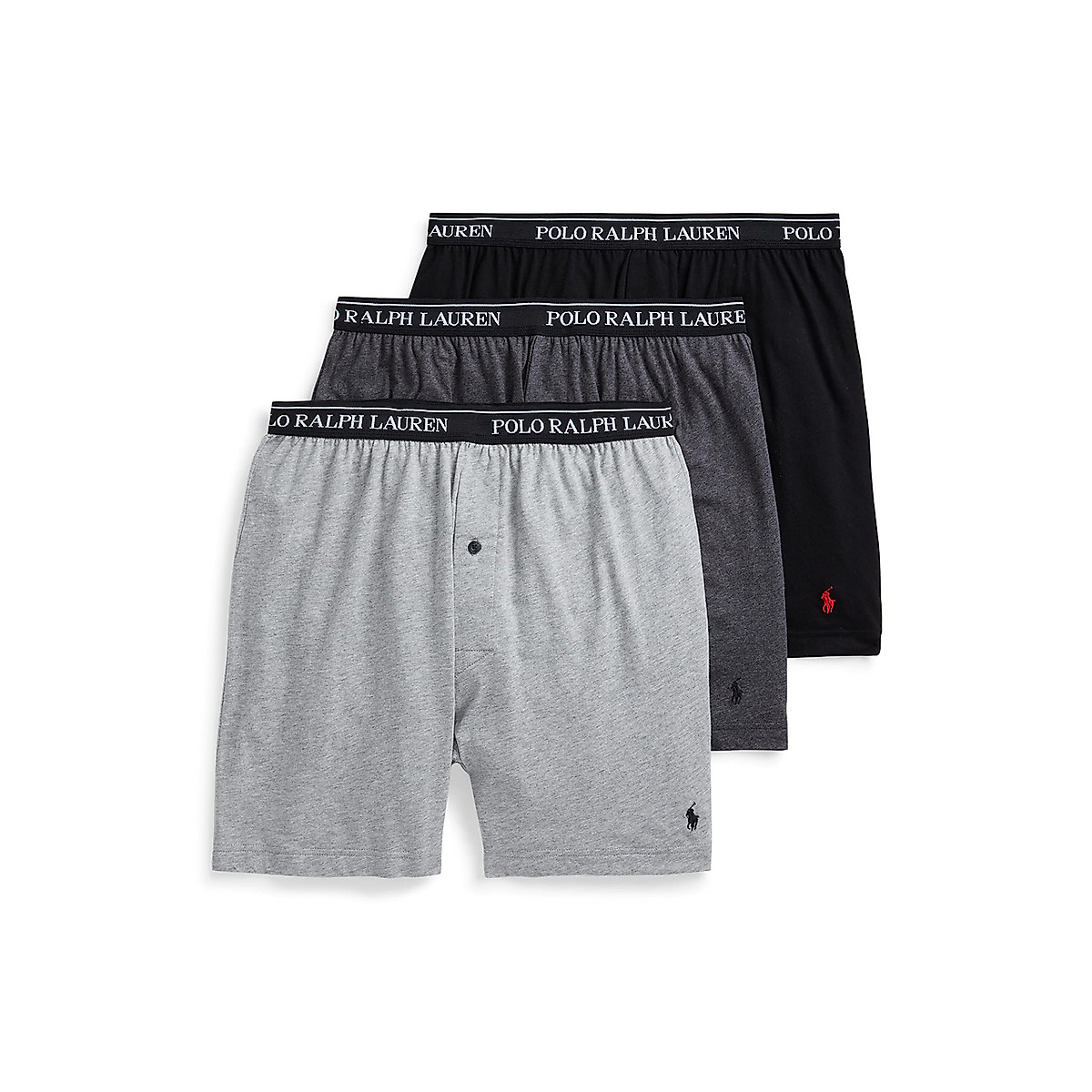 POLO RALPH LAUREN Classic Fit w/Wicking 3-Pack Knit Boxers Andover Heather/Madison Heather/Black SM
