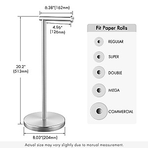 KES Toilet Paper Holder Stand SUS 304 Stainless Steel Rustproof Pedestal Lavatory Tissue Roll Holder Floor Stand Modern Brushed Finish, BPH283S1-2
