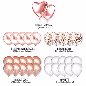 35th Birthday Party Decorations Rose Gold Supplies Big Set for Women with Happy Birthday Balloons Banner and 35 Digit Balloon for Her Including Latex and Confetti Balloons