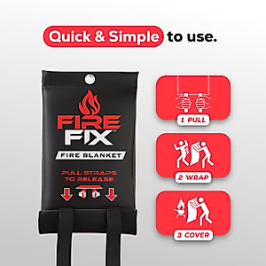 Fire Fix 4 Fire Blankets & 5 Fire Sprays | Fire Extinguisher for Apartment, Boat, Car, Garage, House, Kitchen & Vehicle | Compact, Portable & Easy to Use