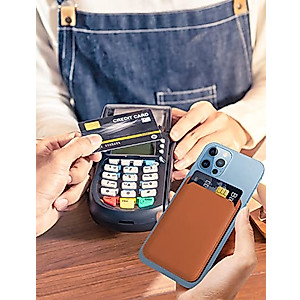 Magnetic Card Wallet Holder with MagSafe for iPhone 14 Pro Max/14 Plus/14 Pro/14, for iPhone 13 Pro Max/13 Pro/13/13 Mini, for iPhone 12/12 Pro/12 Max/12 Mini,GoldenBrown