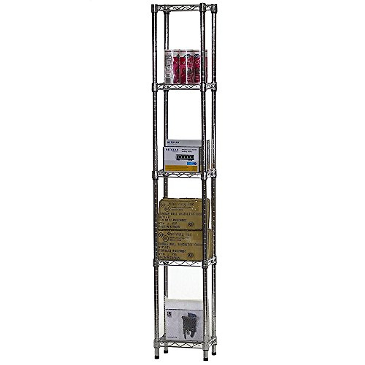Shelving Inc. 8" d x 12" w x 72" h Chrome Wire Shelving with 5 Tier Shelves, Weight Capacity 800lbs Per Shelf