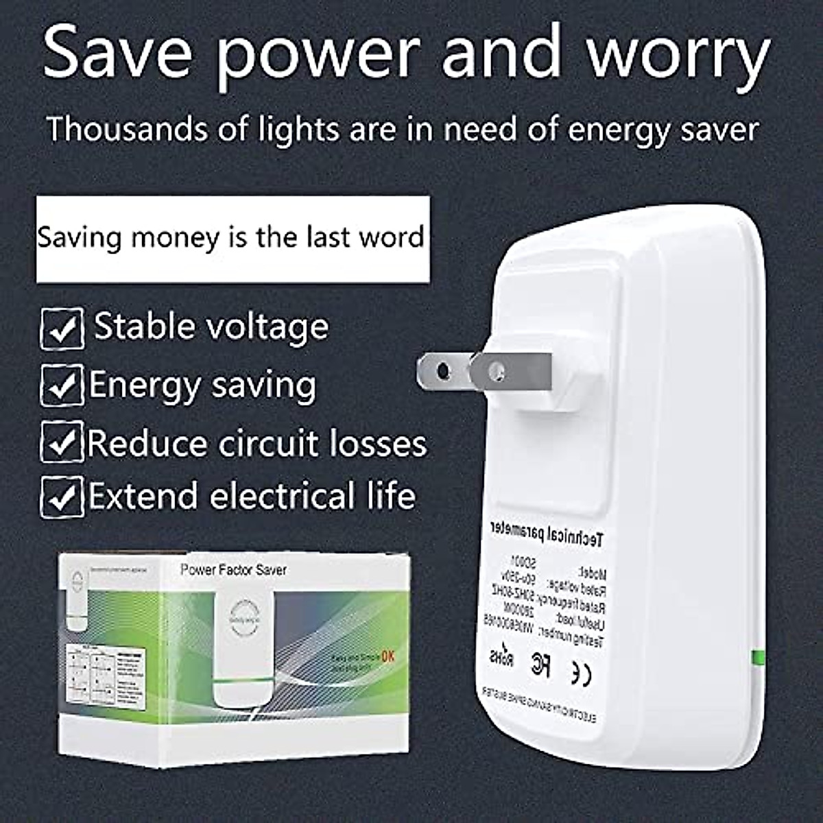 Pro Power Saver Electricity Saving Box, Miracle Watt Energy Saving Device, Device Electric Smart Us Plug 90v-250v 30kw for Household Office Market (2Pcs)