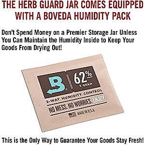 Herb Guard - 2 Oz Airtight Container & Smell Proof Jar (1 Liter) Humidity Pack Keeps Herbs Fresh for Months [3 Pack]