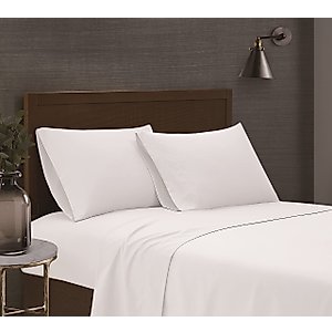London Fog Garment Washed Solid Sheet Set White Microfiber 3-Piece Twin Sheet Set, Solid Themed, Deep Pocket, Adult and Teen, Oeko-TEX Certified