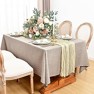 Fitable Nature Faux Linen Tablecloths Rectangle 60 x 84 Inch - 2 Pack Neutral Table Clothes for 4-6 Foot Tables, Wrinkle-Proof Faux Burlap Table Cover for Dining, Farmhouse, Outdoor Picnic, Camping