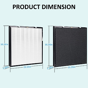 Hfunmo RFM80 True HEPA Replacement Filter for Oransi Max OVHM80, H13 Ture HEPA Filter, High-Efficiency Activated Carbon Filter and 3 Extra Pre-Filters