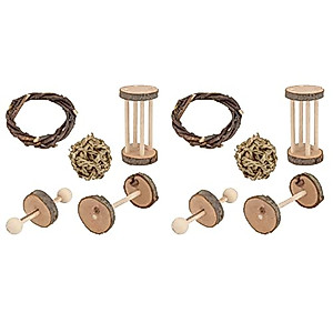 2sets Small Wood Syrian Chewing Light Chew Brown Cage Gerbils Pets Rabbits Chinchillas Bite Mini for Pet Exercise Plaything African Dumbbell Teeth Bird Grinding Toys Parrot
