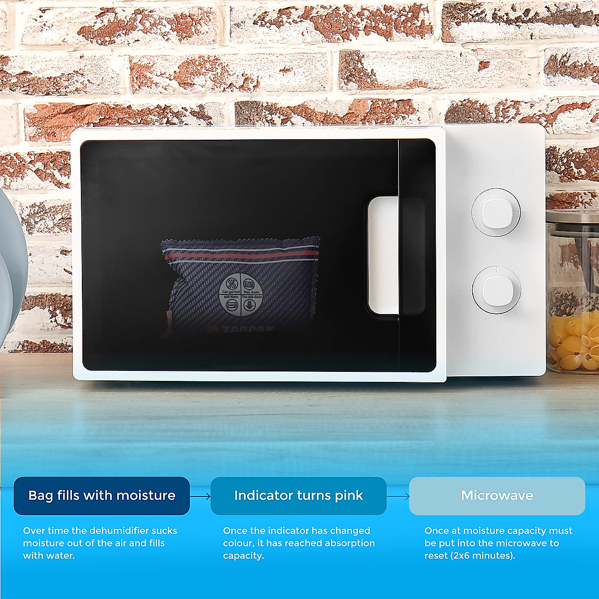 ZARPAX Car Dehumidifier Bag 2 pack | Absorbs Moisture, Damp, & Condensation on Windscreens & Car Interior | 100% Leakproof | Reusable Dehumidifier | Dashboard Dehumidifier & Car Condensation Remover