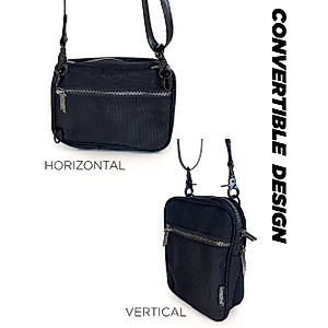 Fydelity Small Crossbody Bags for Women & Men – 80s/90s Small Bum Bag – Stylish Travel & Festival Belt Bag – Ideal Fanny Pack for Daily Fashion – Perfect for Travel & Everyday Wear – Black Bag