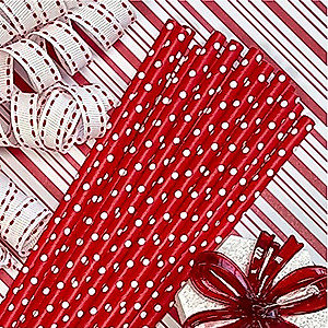 Minnie Mouse Inspired Mouse Ears and Polka Dot Paper Straws - Red White Black - 7.75 Inches - 100 Pack - Outside the Box Papers Brand