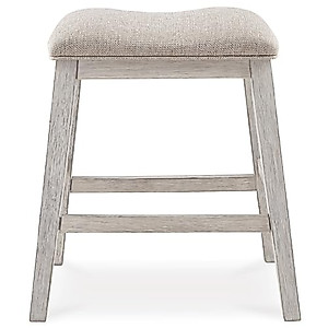 Signature Design by Ashley Skempton Modern 24" Counter Height Upholstered Barstool, 2 Count, Whitewash