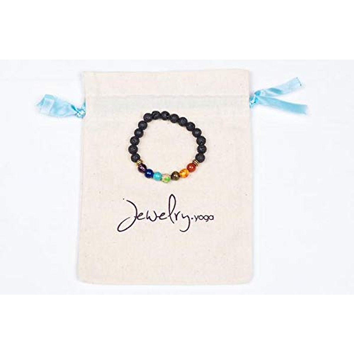 7 Chakra Healing Bracelet with Real Stones, Volcanic Lava, Mala Meditation - Men and Women Religious Jewelry - Wrap, Stretch, Charm Bracelets - Protection, Energy, Healing 7.25 in