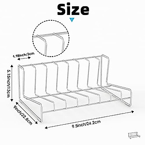Joy Aid Plate Organizer for Cabinet, Dinner Plate Holder, Cutting Board and Lid Organizer, 8 Slots, 304 Stainless Steel