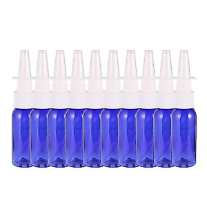 EXCEART 10pcs 30ml Empty Refillable Nasal Spray Bottles Fine Mist Sprayers Atomizers Vial Pot for Saline Water Oils Medical Travel Blue