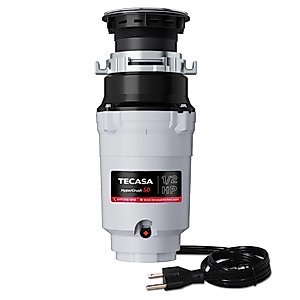1/2 HP Garbage Disposals, TECASA Continuous Feed, Stainless Steel Food Waste Grinding System for Kitchen Sink Food Waste, Power Cord Included, Grey and Black - HyperCrush 50