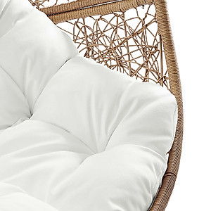 Modway Encase Outdoor Patio Rattan Swing Chair in Cappuccino White