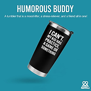 I Can’t My Kid Has Practice A Game or Something Sports Mom Dad Gifts from Son Daughter Gamer Vacuum Insulated Tumbler Travel Mug with Lid and Straw 20 oz Black