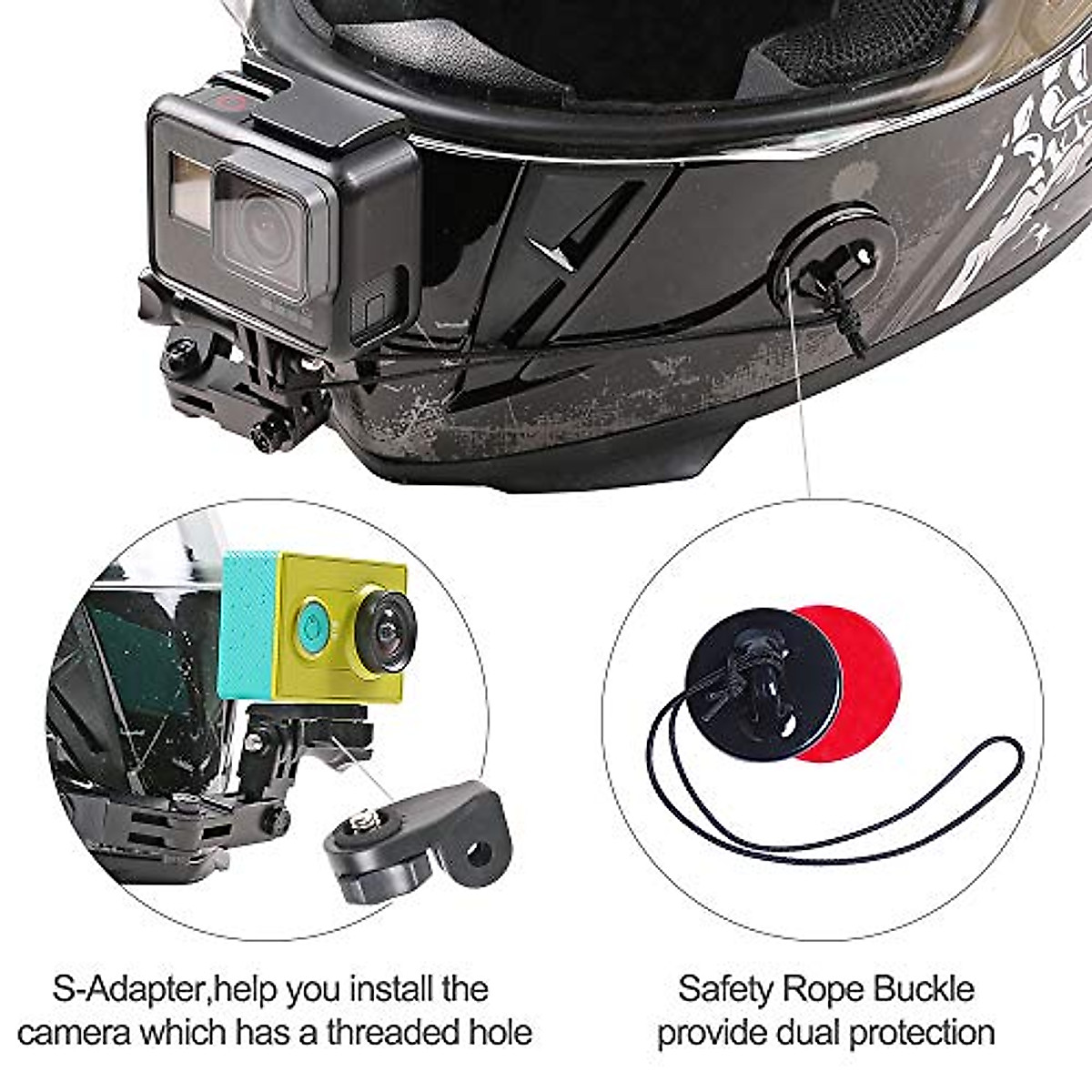 Aluminum Motorcycle Chin Helmet Mount Compatible with GoPro Hero 11/10/9/8 Black/AKASO/Campark/YI Action Camera and More (Aluminum Motorcycle Chin Helmet Mount)