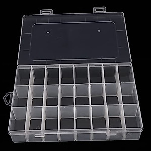 2 Pack 24 Grids Plastic Organizer Box Container Craft Storage Box Compartment Box with Adjustable Dividers for Beads Jewelry Fishing Tackles Art DIY, Clear