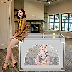 Baby Playpen,Playpen for Babies and Toddlers,Baby Play Yards Indoor,Safety Play Yard for Babies with Soft Breathable Mesh,No Gaps Large Baby Playpen, Small Playpen for Babies(36”×36”,Gray)