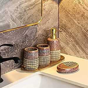 CZDYUF Ceramic Bathroom Five-Piece Wash Set Bathroom Supplies Bathroom Mouthwash Cup Toothbrush Cup Set