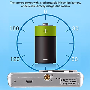 Compact Camera, Built in Fill Light 2.8 Inch Screen Digital Camera Rechargeable Lithium Ion Battery for Beginners (Silver)