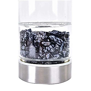 Inner Gem Crystal Elixir Water Bottle, 16oz Stone Infuser Bottle Wellness Glass and Stainless Steel with Chalkra Crystals for Healing and Rose Energy (Colored Agate)