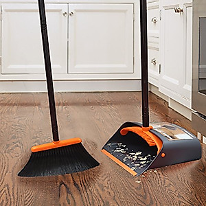 Broom and Dustpan/Dustpan with Broom Combo with 52" Long Handle for Home Kitchen Room Office Lobby Floor Use Upright Stand Up Broom and Dustpan Set for Home