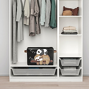 Cute Panda Sloth Personalized Storage Bins Basket Cubic Organizer with Durable Handle for Shelves Wardrobe Nursery Toy 1 Pack