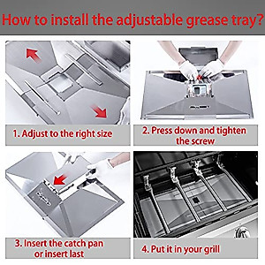 Charbrofire 70-01-186 DGF510SBP Drip Pan Grease Tray with Catch Pan Assembly Grill Replacement Parts for Dyna Glo, Backyard, BHG, Uniflame and More Brand Grill DGH474CRP Adjustable Drip Tray