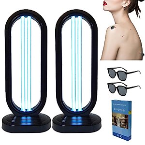 Uvo Lamp - Home Disinfection Device, Haloclean UV Bed Bugs, UV Light Sanitizer Wand, Ultraviolet Light with 3- Speed Timing and Remote Control, 38w 110v UV Lamp (Black*2)