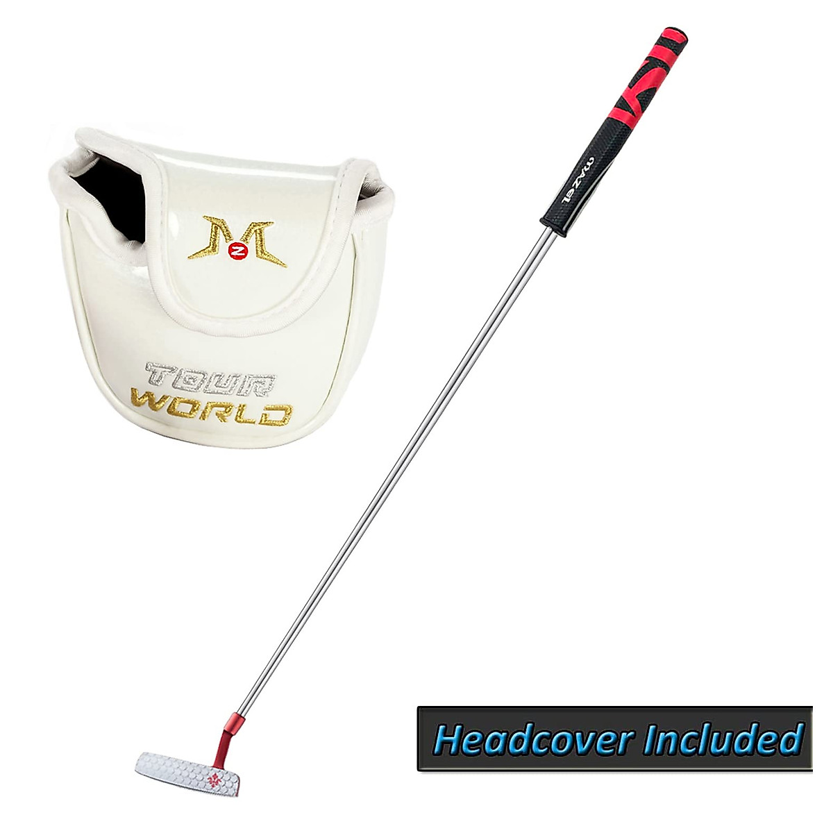 MAZEL Golf Putter with Red Grip & Golf Putting Ball,Bundle of 2