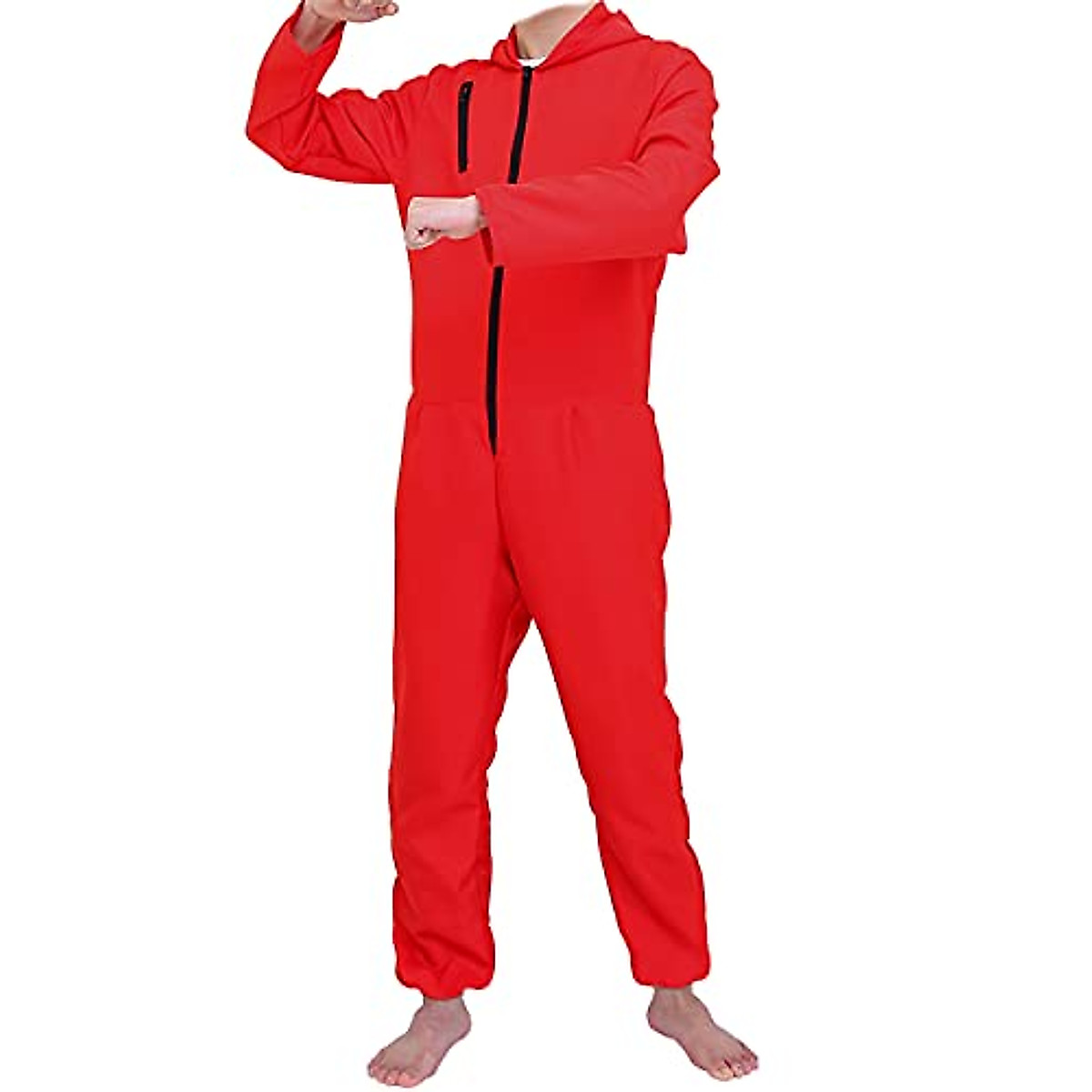 Angelaicos Unisex Red Jumpsuits Mask Costume Halloween Party Coverall (Large, Full Set)