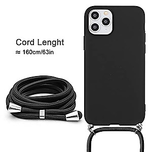Eouine Crossbody Case for Samsung Galaxy A02s [6.5"] - Neck Cord Lanyard Strap with Samsung A02s Case - Anti-Scratch Black Silicone TPU Adjustable Necklace Strap - Black
