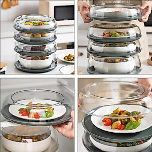 Luxshiny Terrarium Glass Containers Glass Dishes of 2 Food Cover Tent Food Protecting Tent food net dish cover Stackable Plate Cover Glass Containers Glass Dishes Plastic Containers