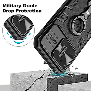 Nillkin Case for iPhone 14 Pro Max Case with Stand, Slide Camera Cover, Military Grade Shockproof Portective Case Compatible with MagSafe Wireless Charger&Magnetic Car Mount Holder,Black
