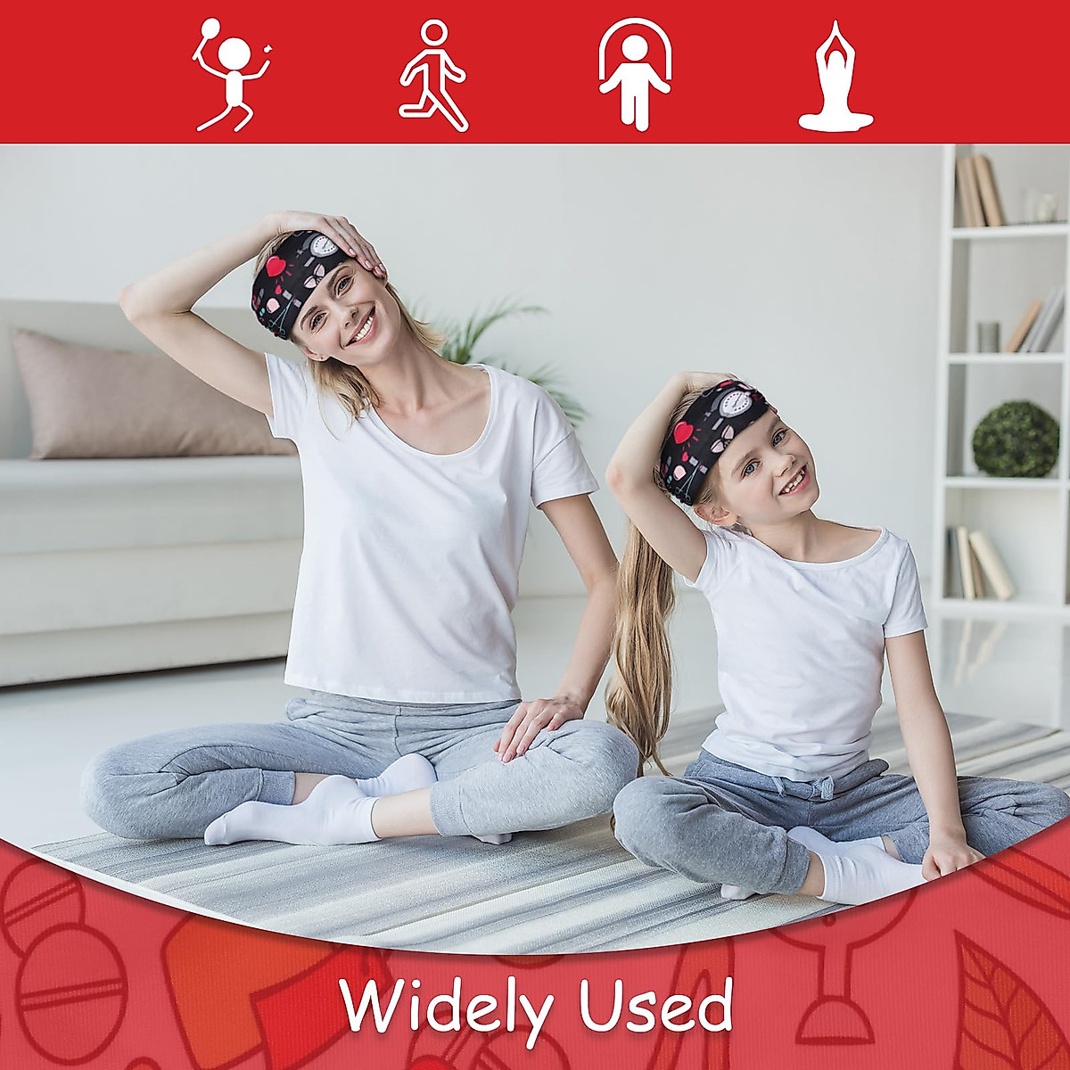 6 Pieces Button Headbands Non Slip Nurse Headbands Stretchy Headwraps Nonslip Yoga Sweatbands with Ear Protection Holder Elastic Headscarves for Yoga, Running, and Exercise, 6 Styles (Cute Pattern)