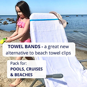 Towel Bands (6-Pack), Beach Pool & Cruise Chairs, Extra Durable, No Snapping, Cruise Ship & Beach Essentials, Great Alternative to Beach Towel Clips (3 Regular + 3 Glow in The Dark)