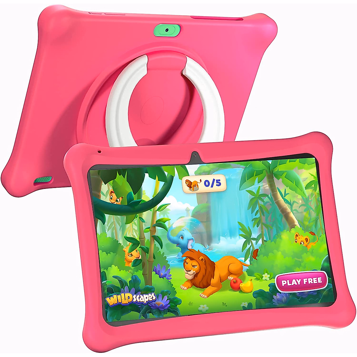 Naclud Android 12 Kids Tablet, 2GB+32GB Kids Tablets, 10 Inch Tablet with Case, WiFi, Parental Control APP, Dual Camera, Educational Games, iWawa Pre Installed (Pink)